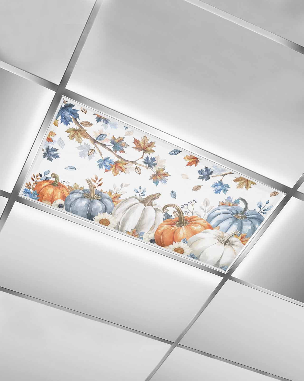 Fluorescent Light Covers for Ceiling Lights 1 Pack, Fall Blue Pumpkins ...