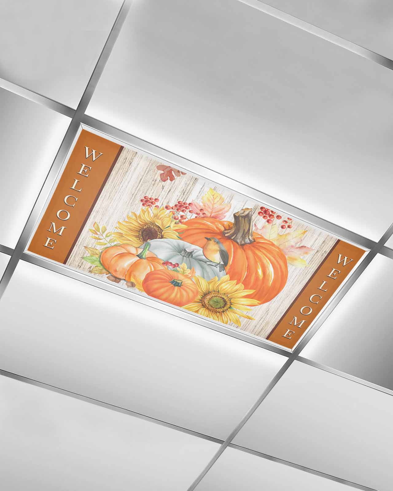 Fluorescent Light Covers for Ceiling Lights 1 Pack, Fall Pumpkins ...