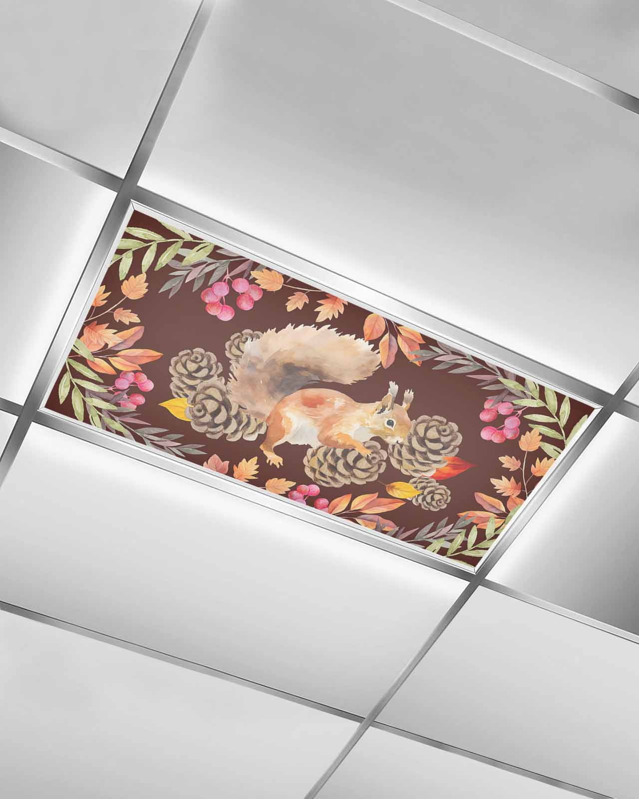 Fluorescent Light Covers for Ceiling Lights 1 Pack,Fall Squirrel ...