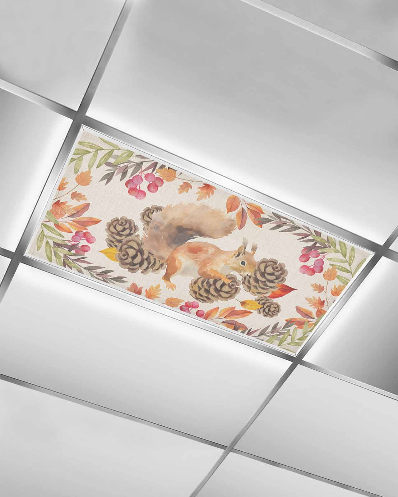 Fluorescent Light Covers for Ceiling Lights 1 Pack, Fall Squirrel ...