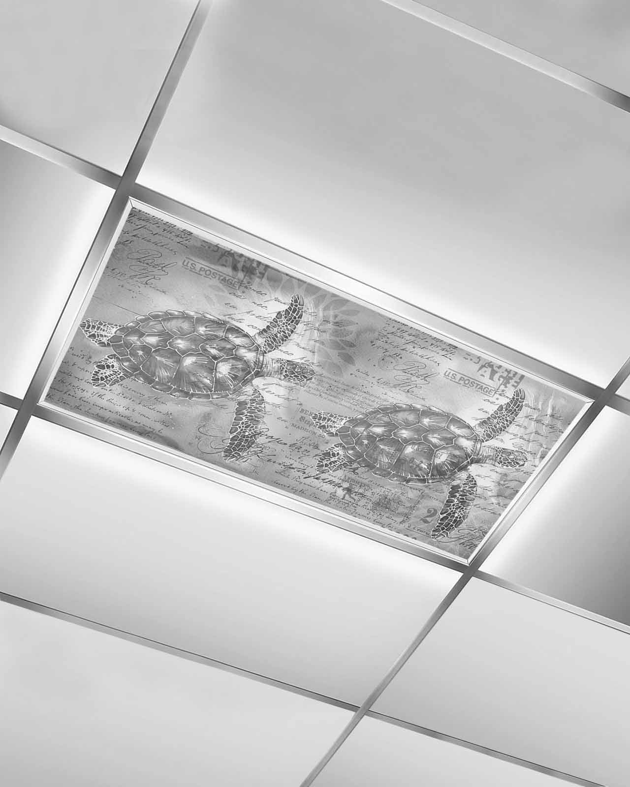 Fluorescent Light Covers for Ceiling Lights 1 Pack, Grey Sea Turtle Magnetic Ceiling Light ...