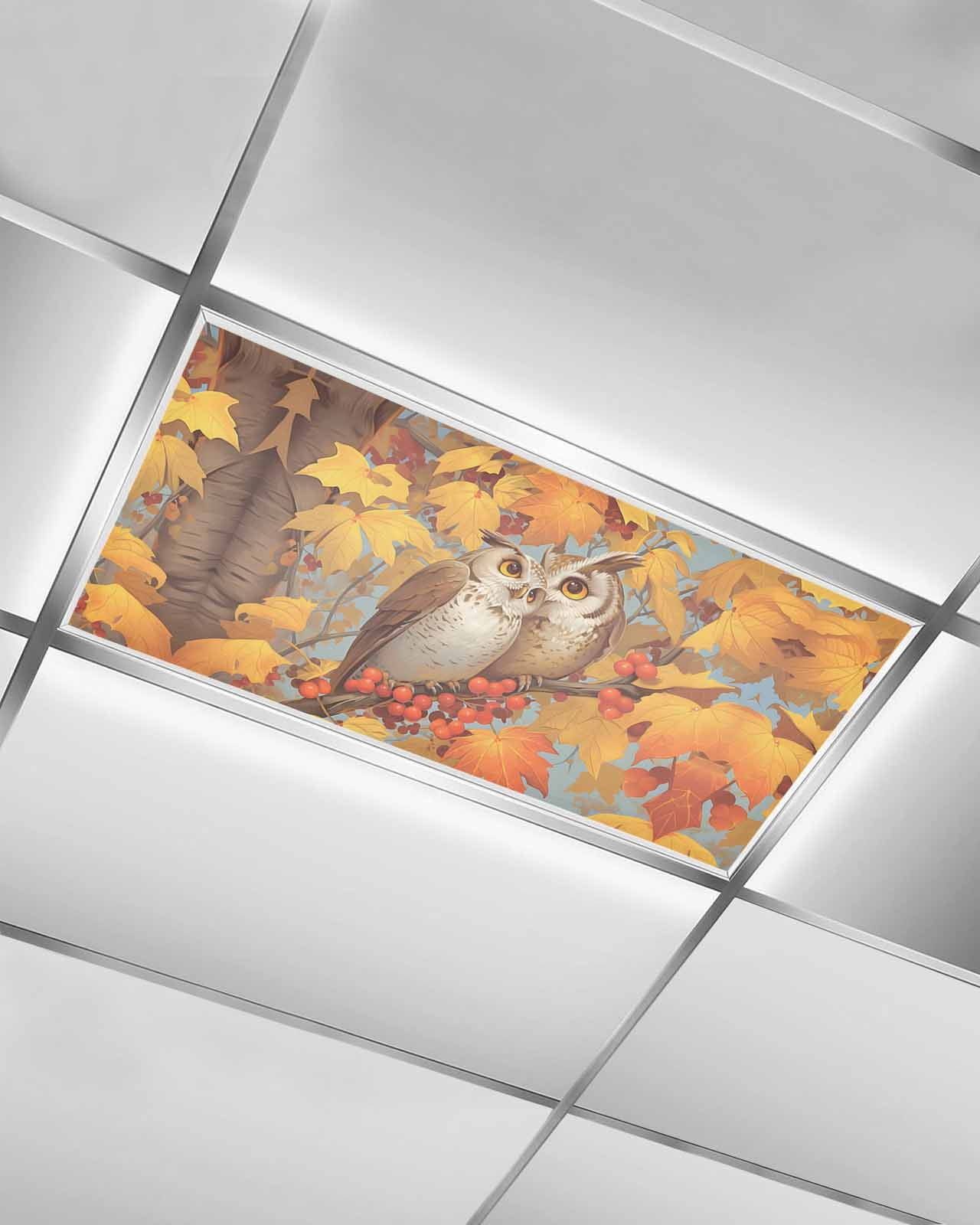 Fluorescent Light Covers for Ceiling Lights 1 Pack,Orange Owl Fall ...