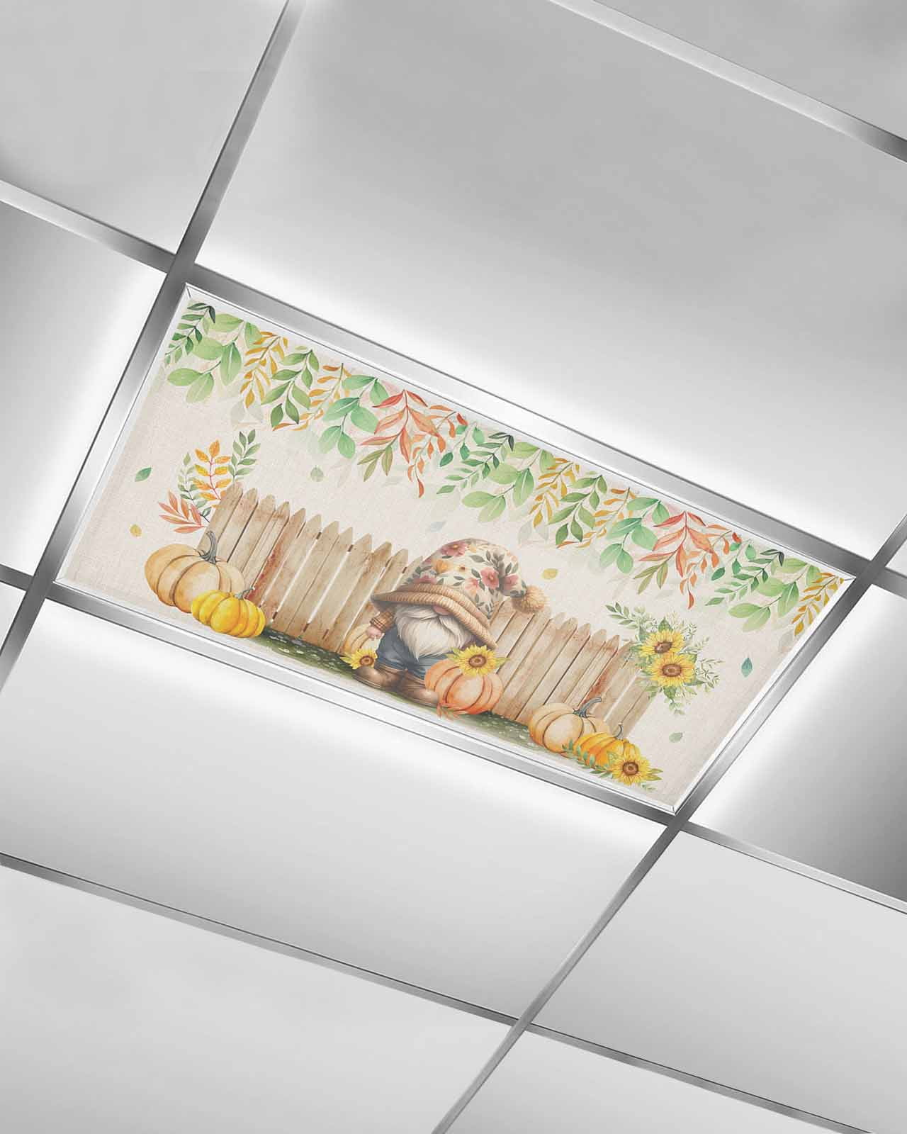 Fluorescent Light Covers for Ceiling Lights 1 Pack,Rustic Gnomes Fall ...