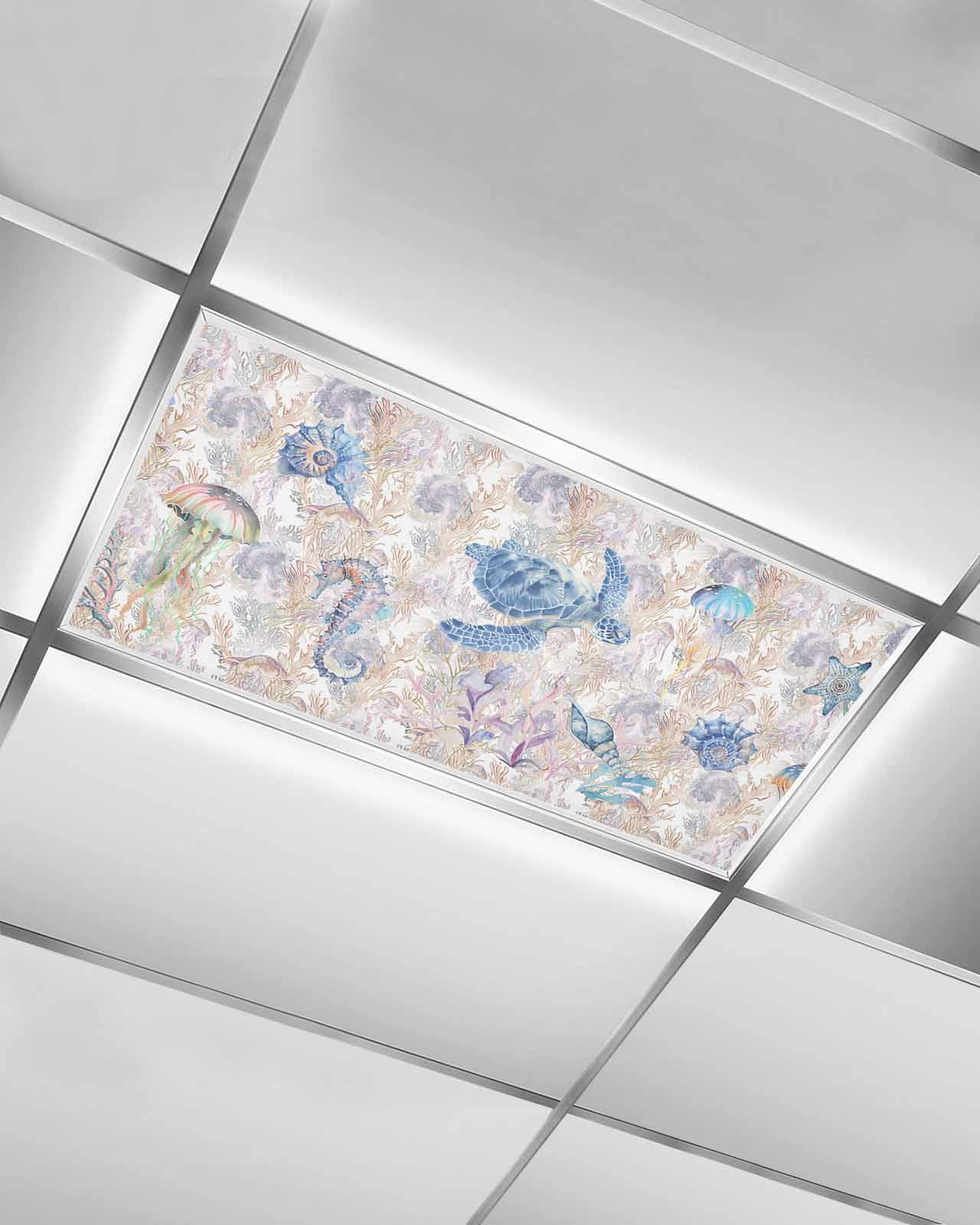 Fluorescent Light Covers for Ceiling Lights 1 Pack,Sea Turtle Magnetic Ceiling Light Covers ...