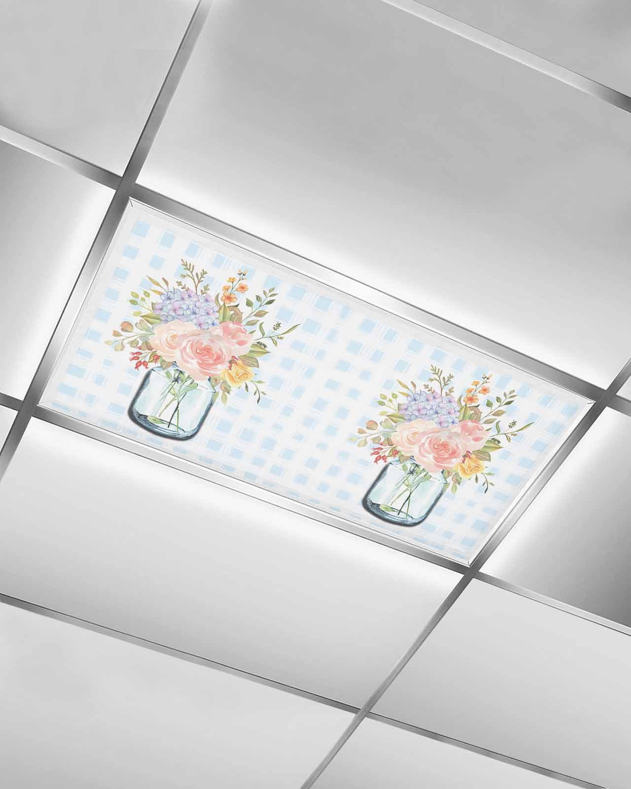 Fluorescent Light Covers for Ceiling Lights 1 Pack, Spring Floral ...
