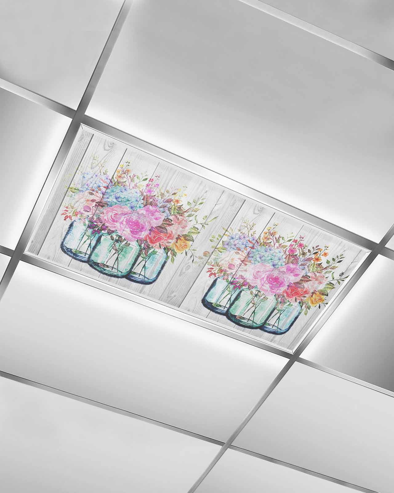 Fluorescent Light Covers for Ceiling Lights 1 Pack, Spring Floral ...
