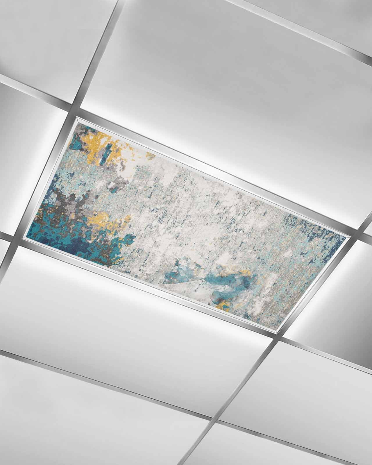 Fluorescent Light Covers for Ceiling Lights 1 Pack, Teal Grey Yellow ...