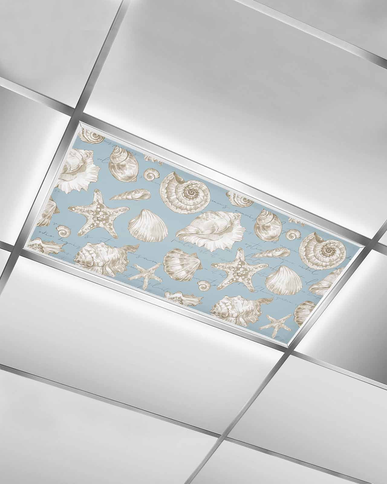 Fluorescent Light Covers for Ceiling Lights 1 Pack, Vintage Coastal Magnetic Ceiling Light ...