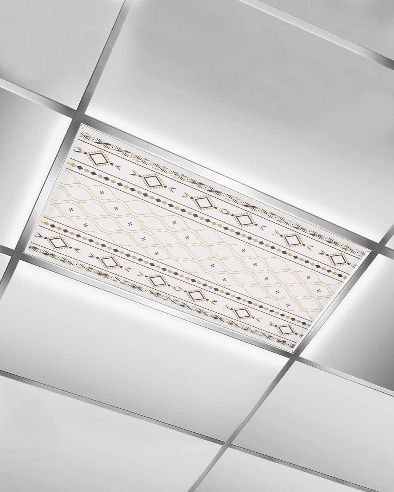 Fluorescent Light Covers for Ceiling Lights 1 Pack, Yellow Black Geometric Magnetic Ceiling ...
