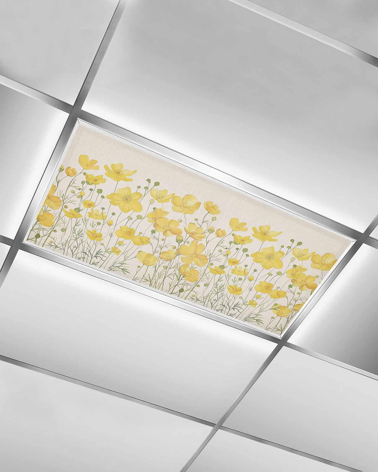 Fluorescent Light Covers for Ceiling Lights 1 Pack, Yellow Daisy ...