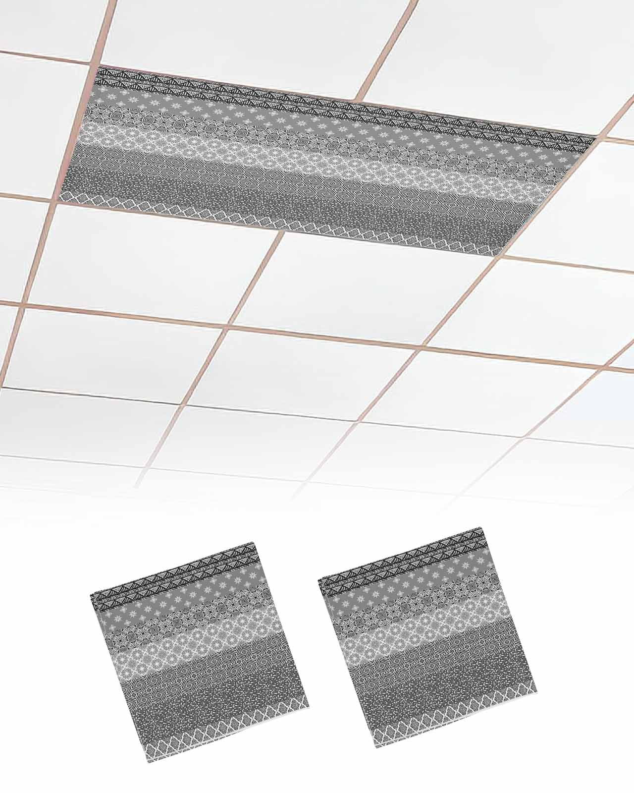 Fluorescent Light Covers for Ceiling Lights 2 Pack, Black Grey ...