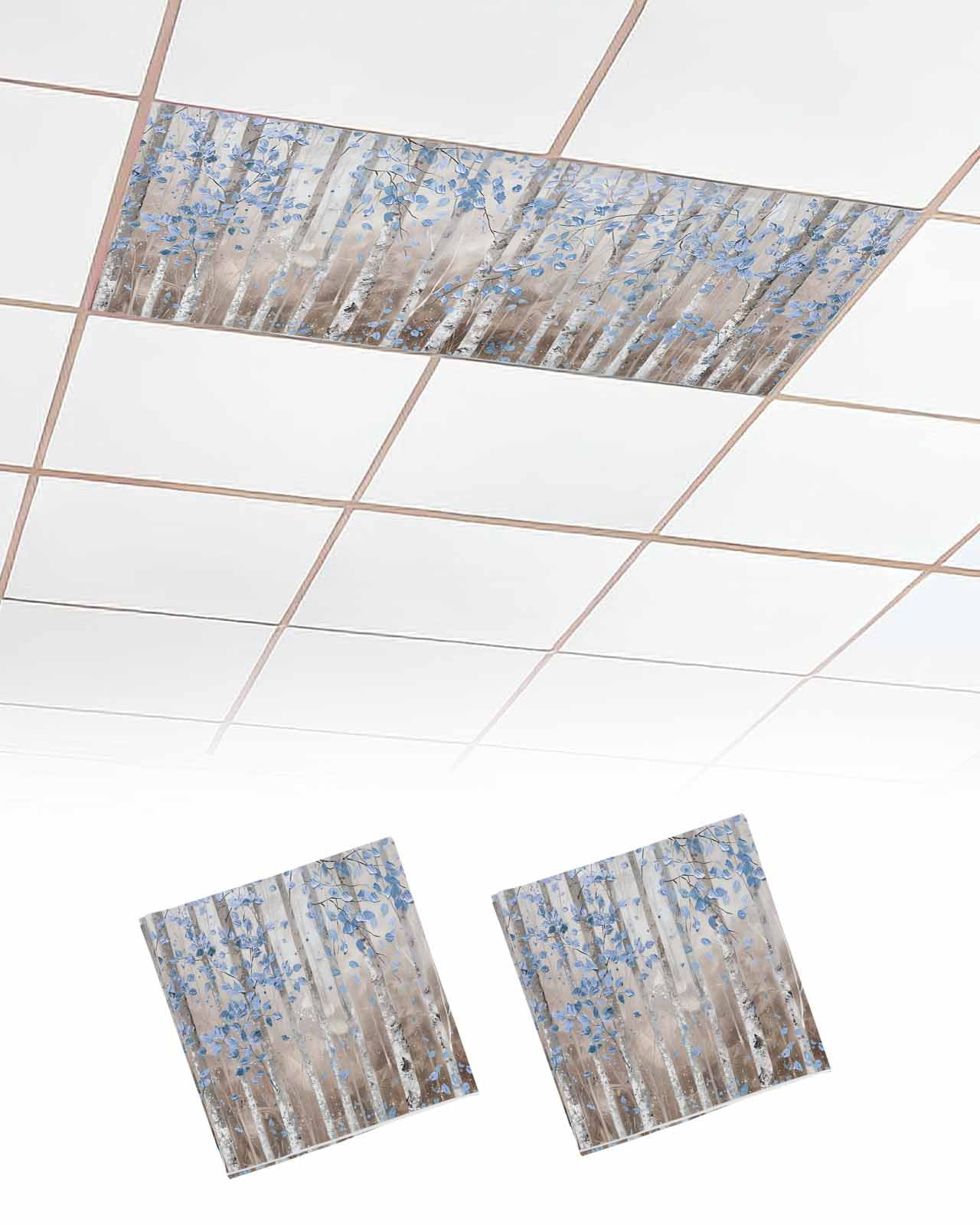 Fluorescent Light Covers for Ceiling Lights 2 Pack, Blue Brown Forest ...