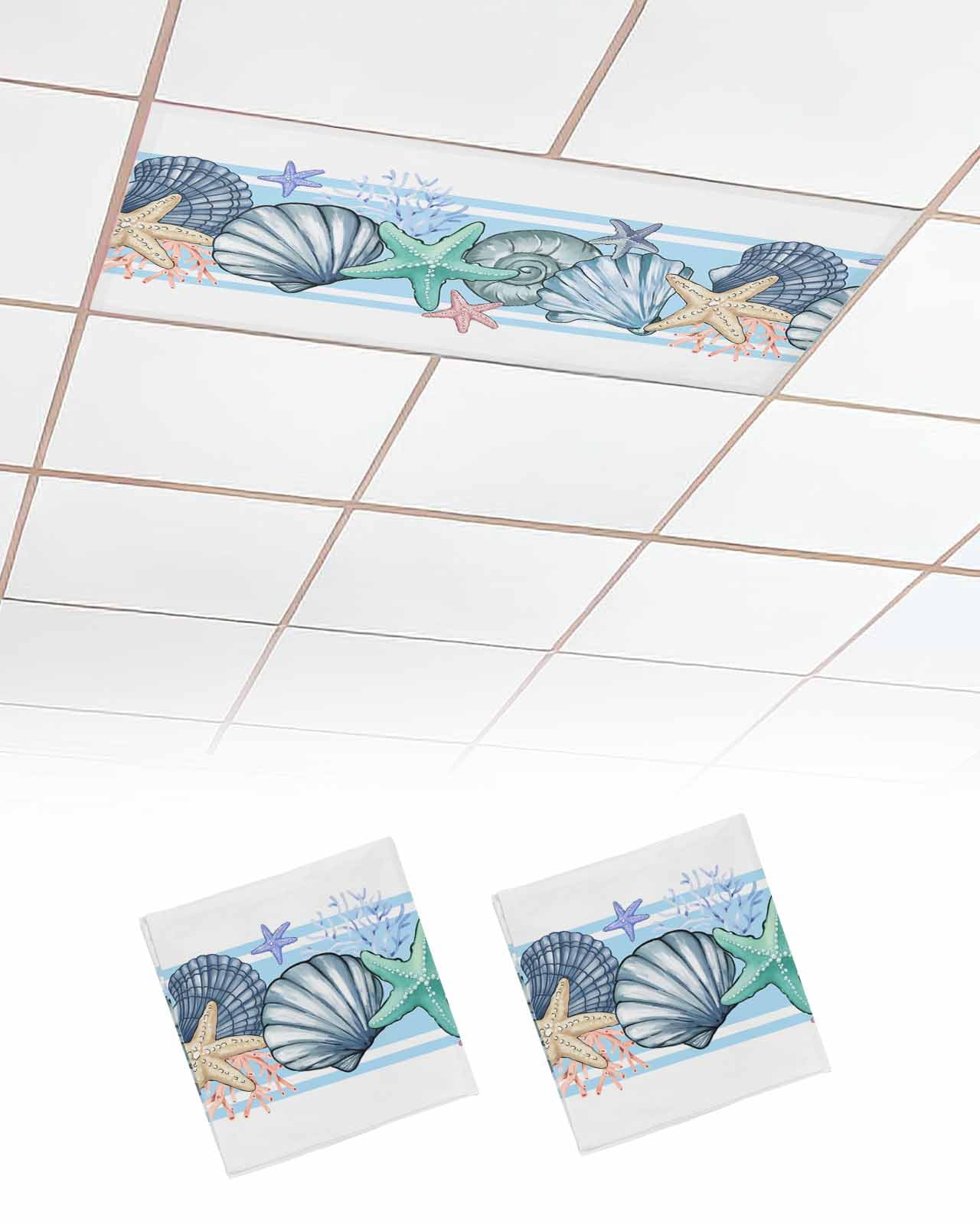 Fluorescent Light Covers for Ceiling Lights 2 Pack, Blue Coastal ...