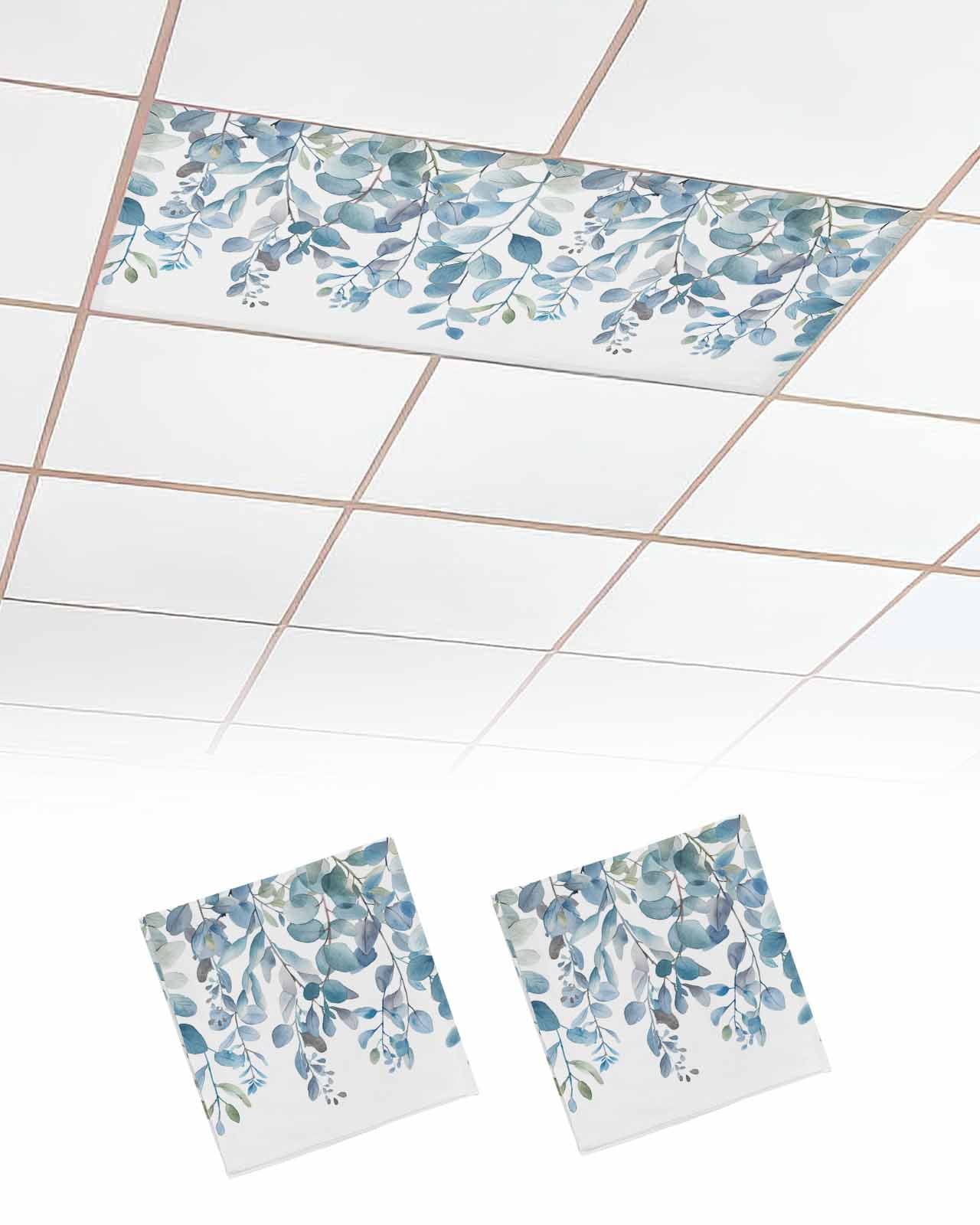 Fluorescent Light Covers for Ceiling Lights 2 Pack, Blue Eucalyptus ...
