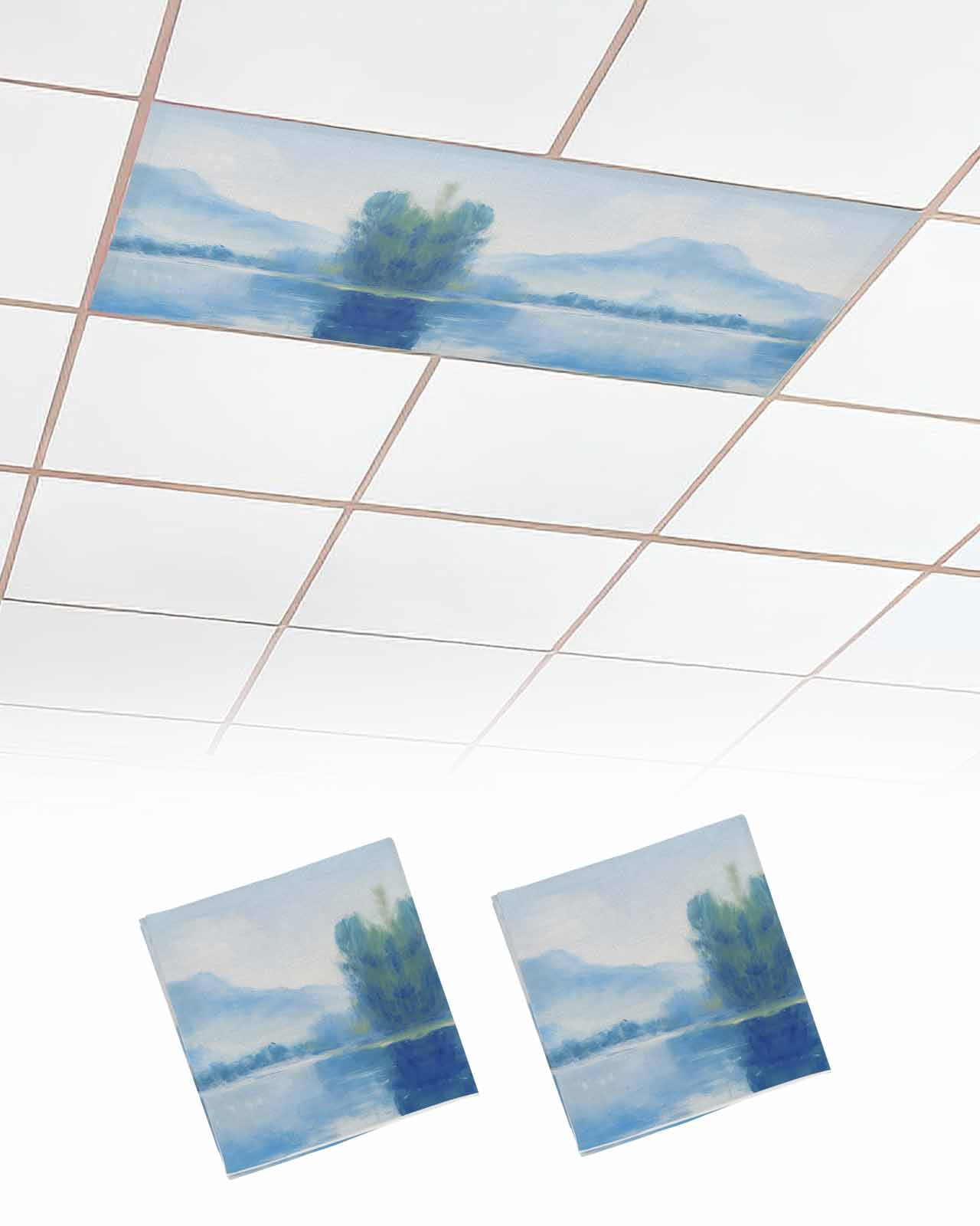 Fluorescent Light Covers for Ceiling Lights 2 Pack, Blue Ombre Magnetic ...