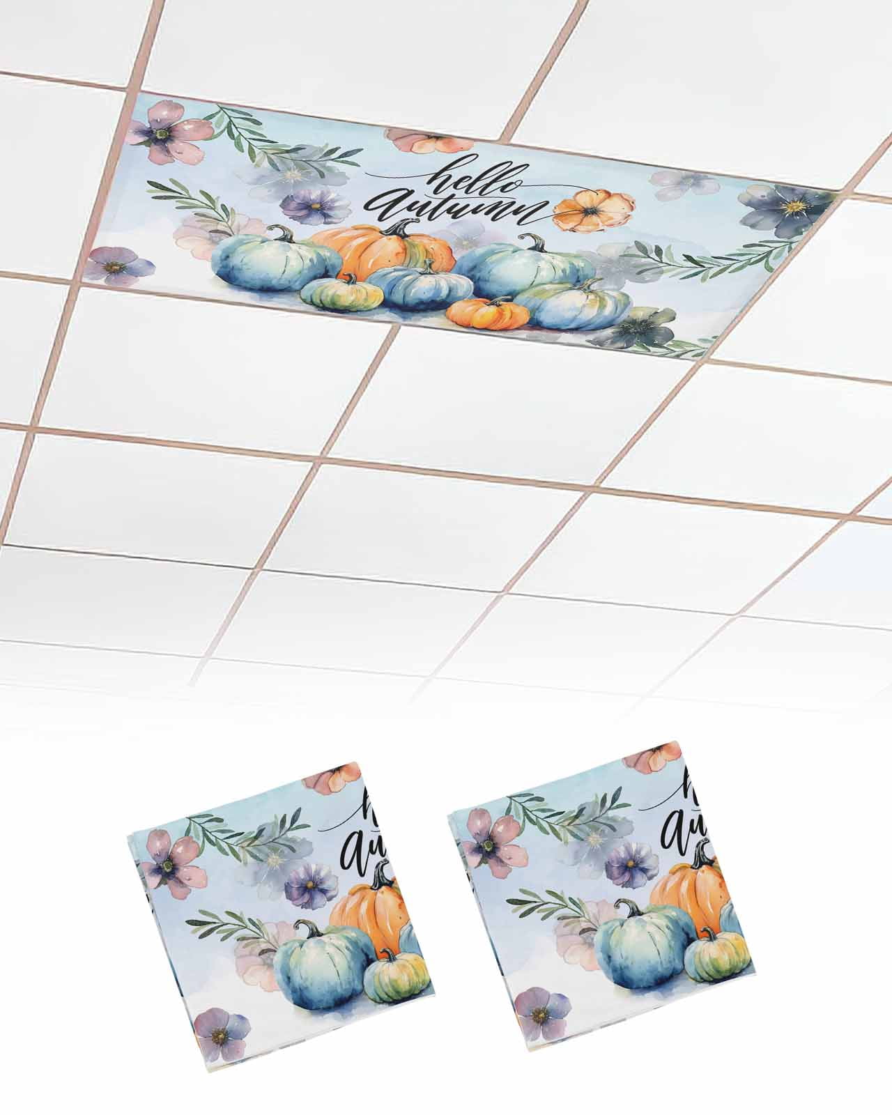 Fluorescent Light Covers for Ceiling Lights 2 Pack, Blue Orange Fall ...