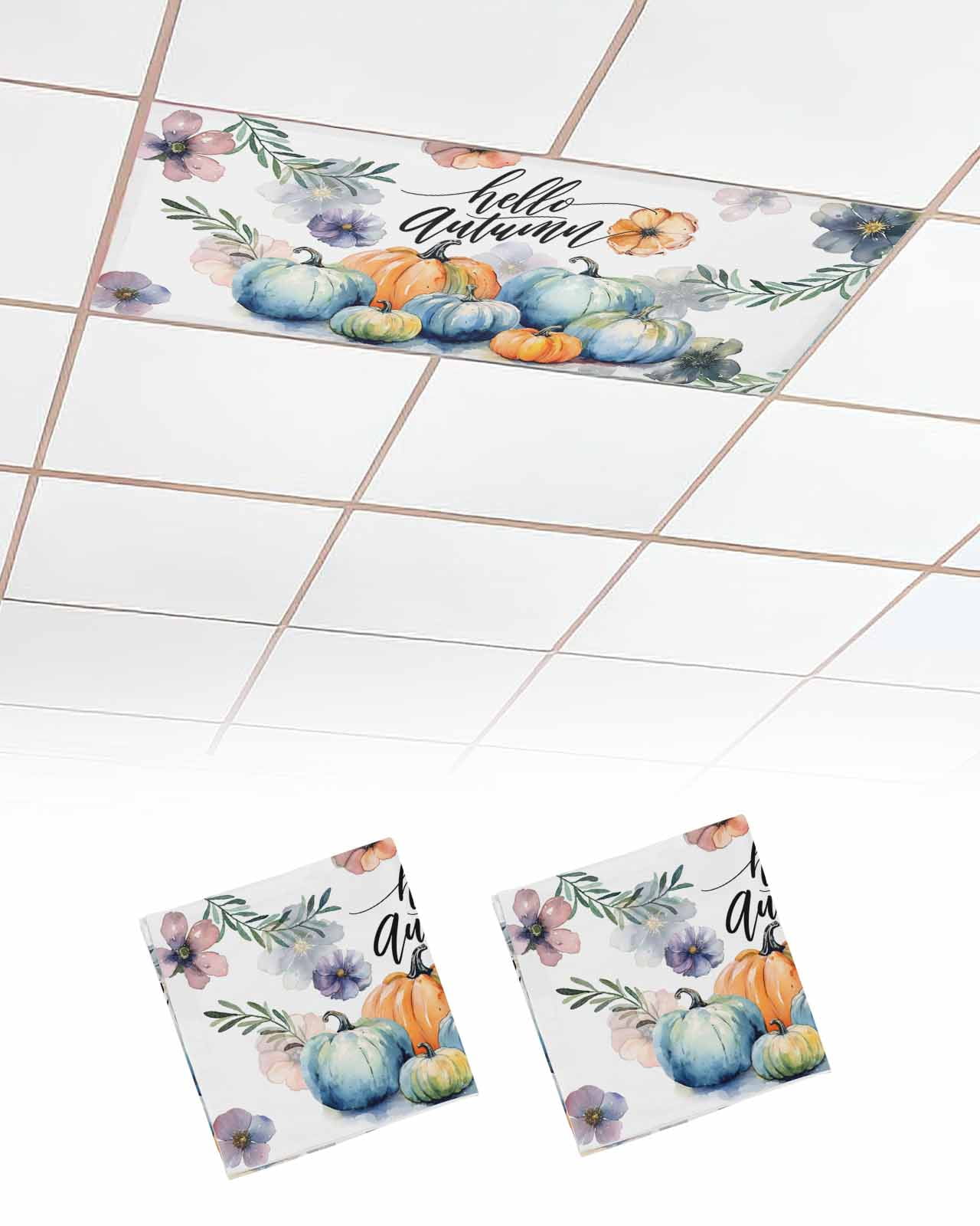 Fluorescent Light Covers for Ceiling Lights 2 Pack,Blue Orange Fall ...