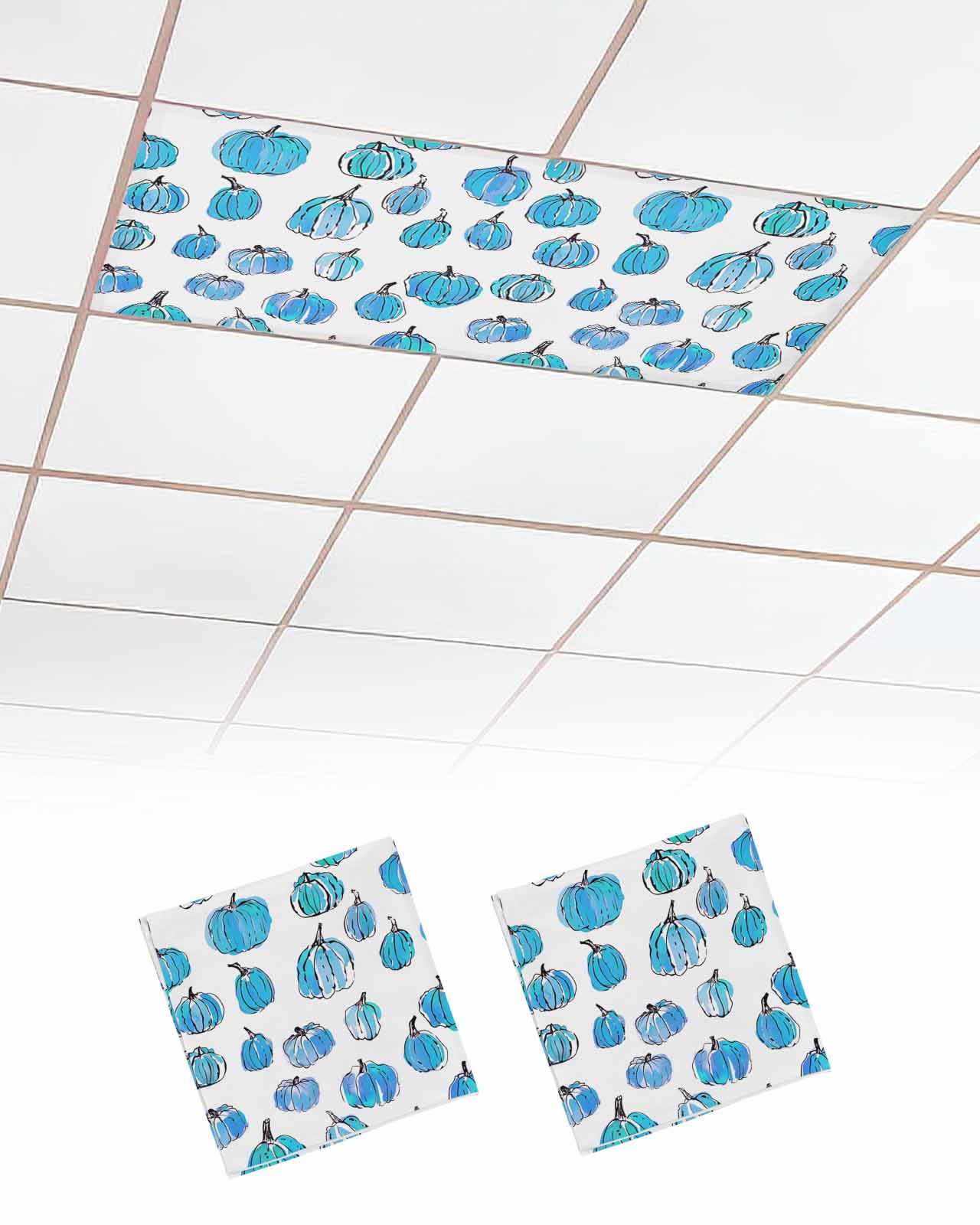 Fluorescent Light Covers for Ceiling Lights 2 Pack, Blue Pumpkins Fall ...