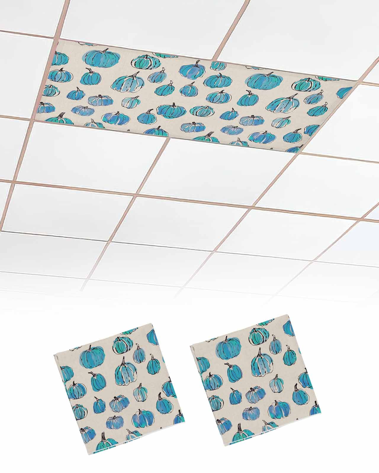 Fluorescent Light Covers for Ceiling Lights 2 Pack,Blue Pumpkins Fall ...