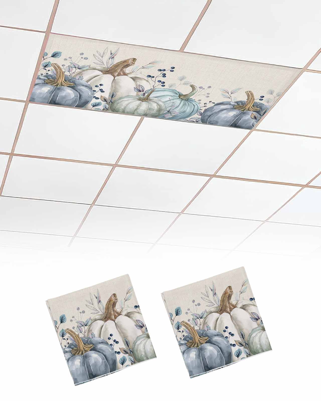 Fluorescent Light Covers for Ceiling Lights 2 Pack, Blue White Pumpkins ...