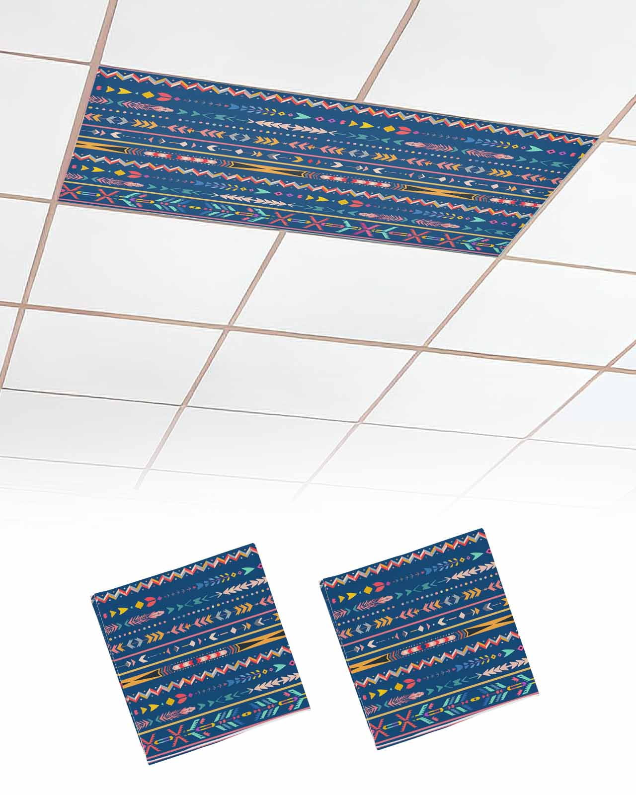 Fluorescent Light Covers for Ceiling Lights 2 Pack, Boho Navy Blue ...