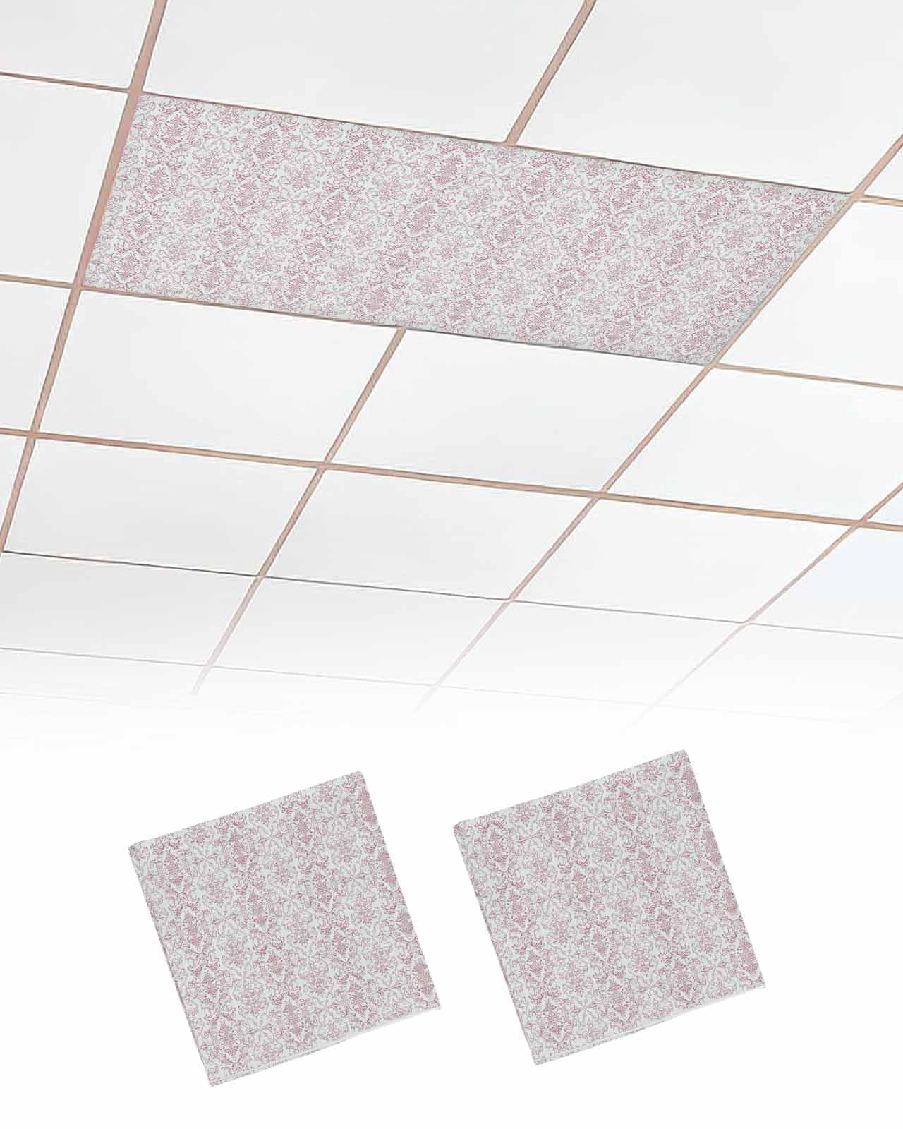 Fluorescent Light Covers for Ceiling Lights 2 Pack, Boho Red Pattern ...