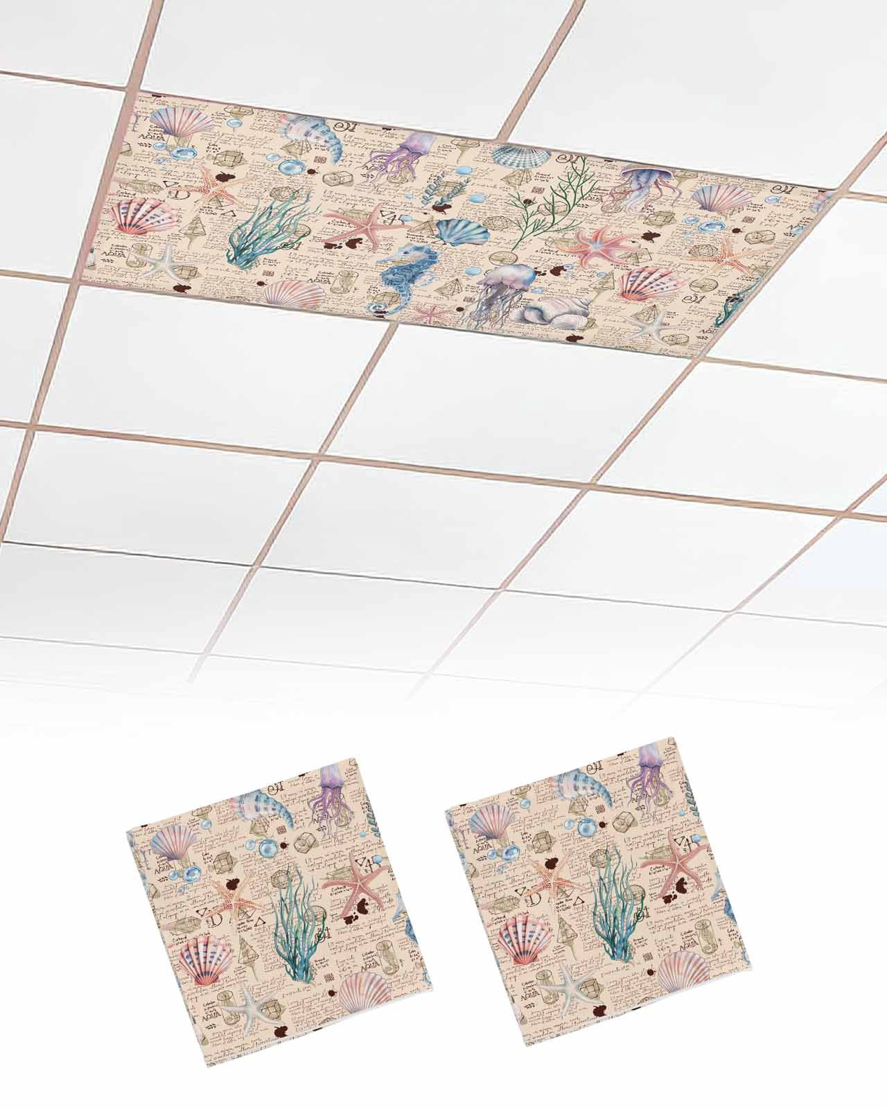 Fluorescent Light Covers for Ceiling Lights 2 Pack, Coastal Beach ...