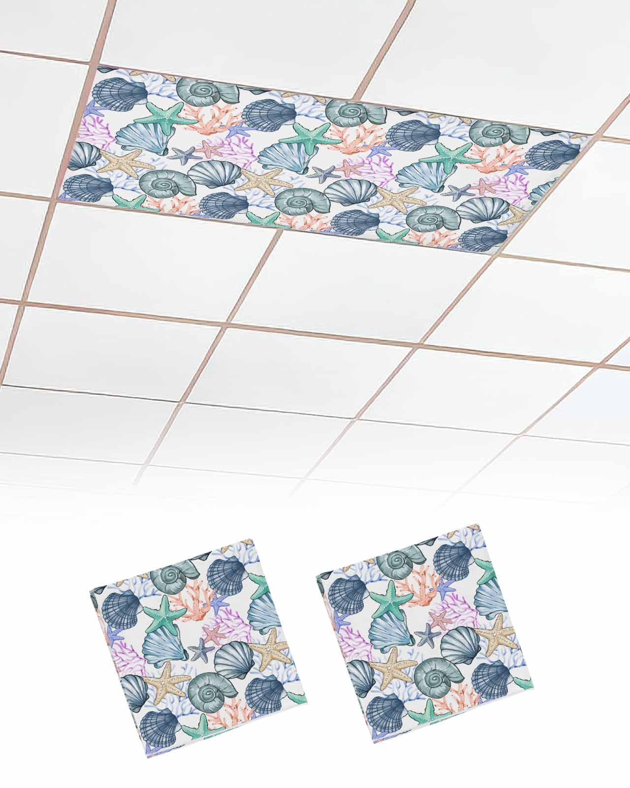 Fluorescent Light Covers for Ceiling Lights 2 Pack, Coastal Beach ...