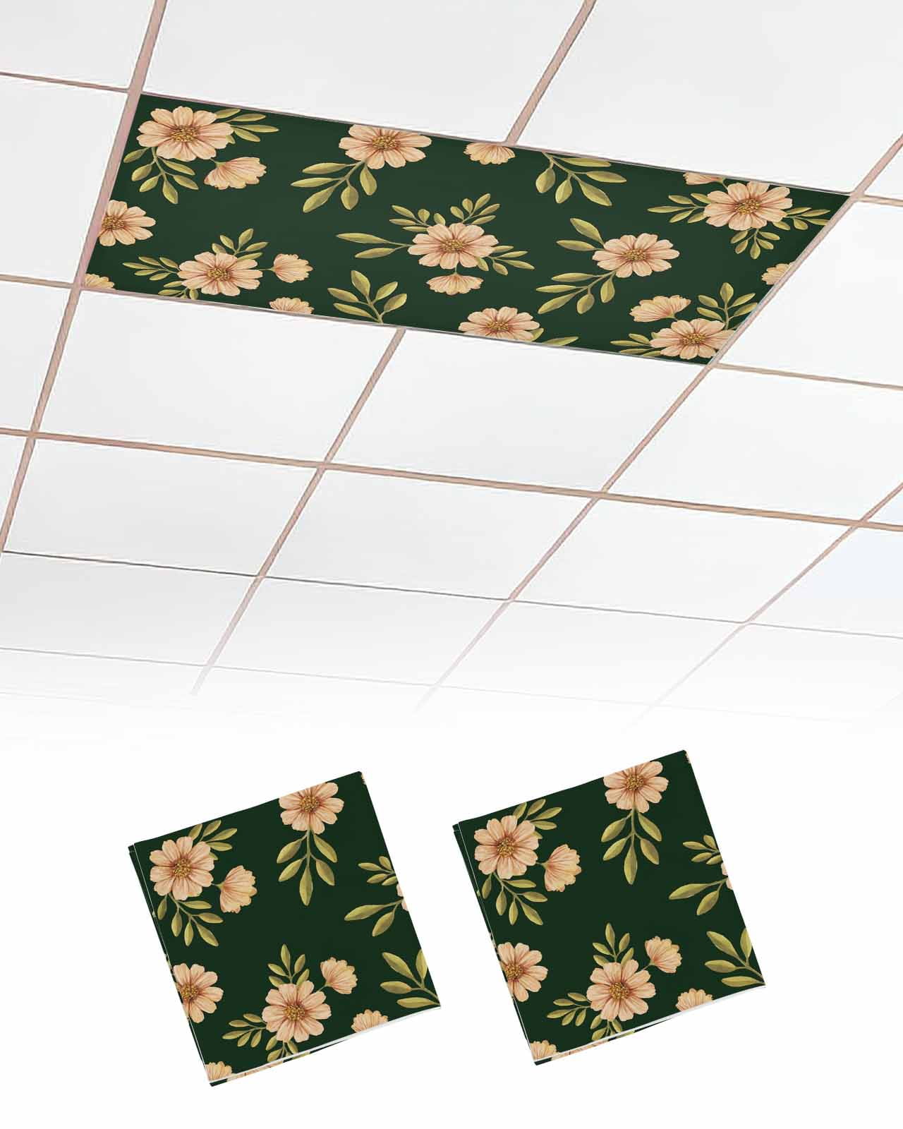 Fluorescent Light Covers for Ceiling Lights 2 Pack, Elegant Flowers ...