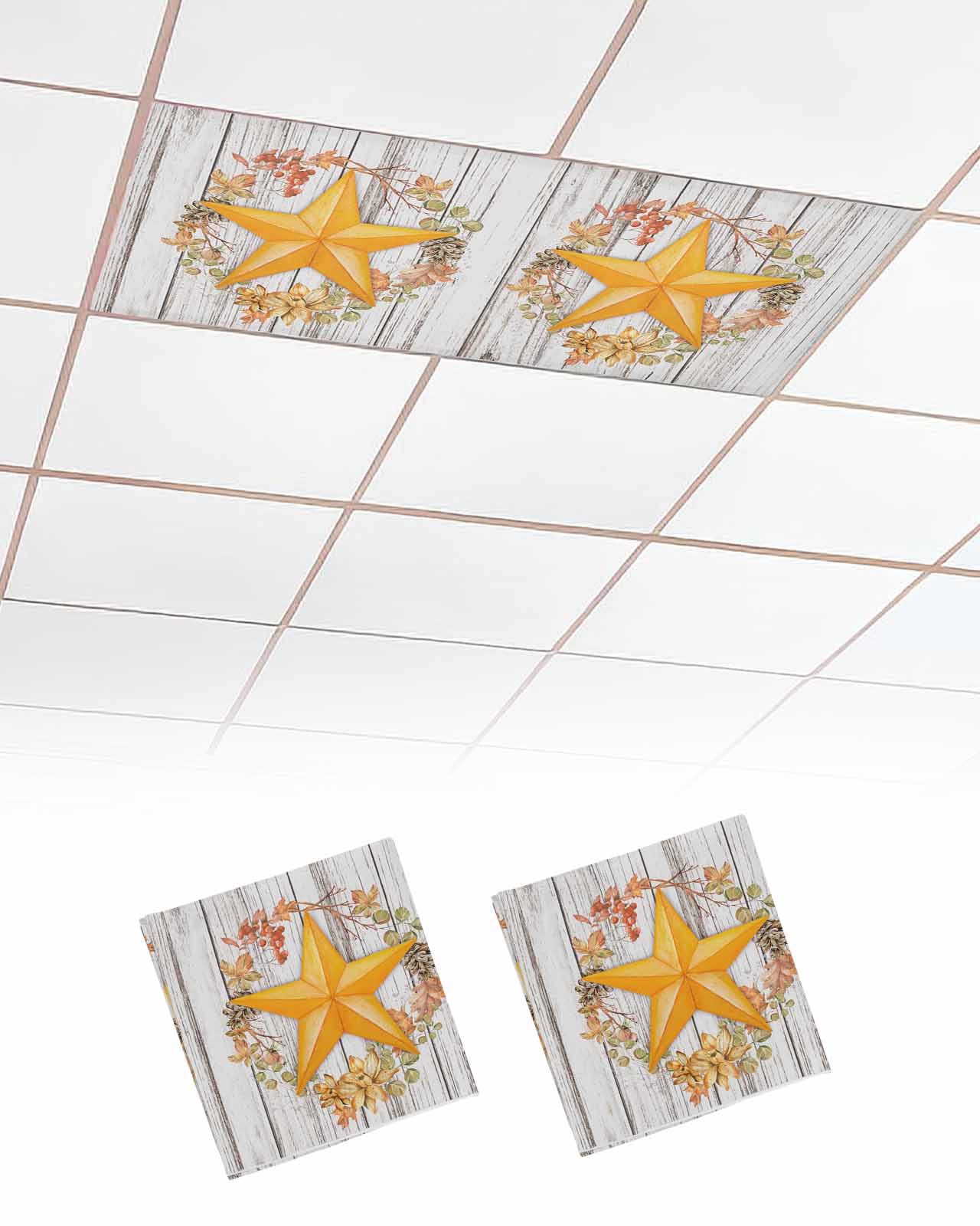 Fluorescent Light Covers for Ceiling Lights 2 Pack, Fall Country Star ...