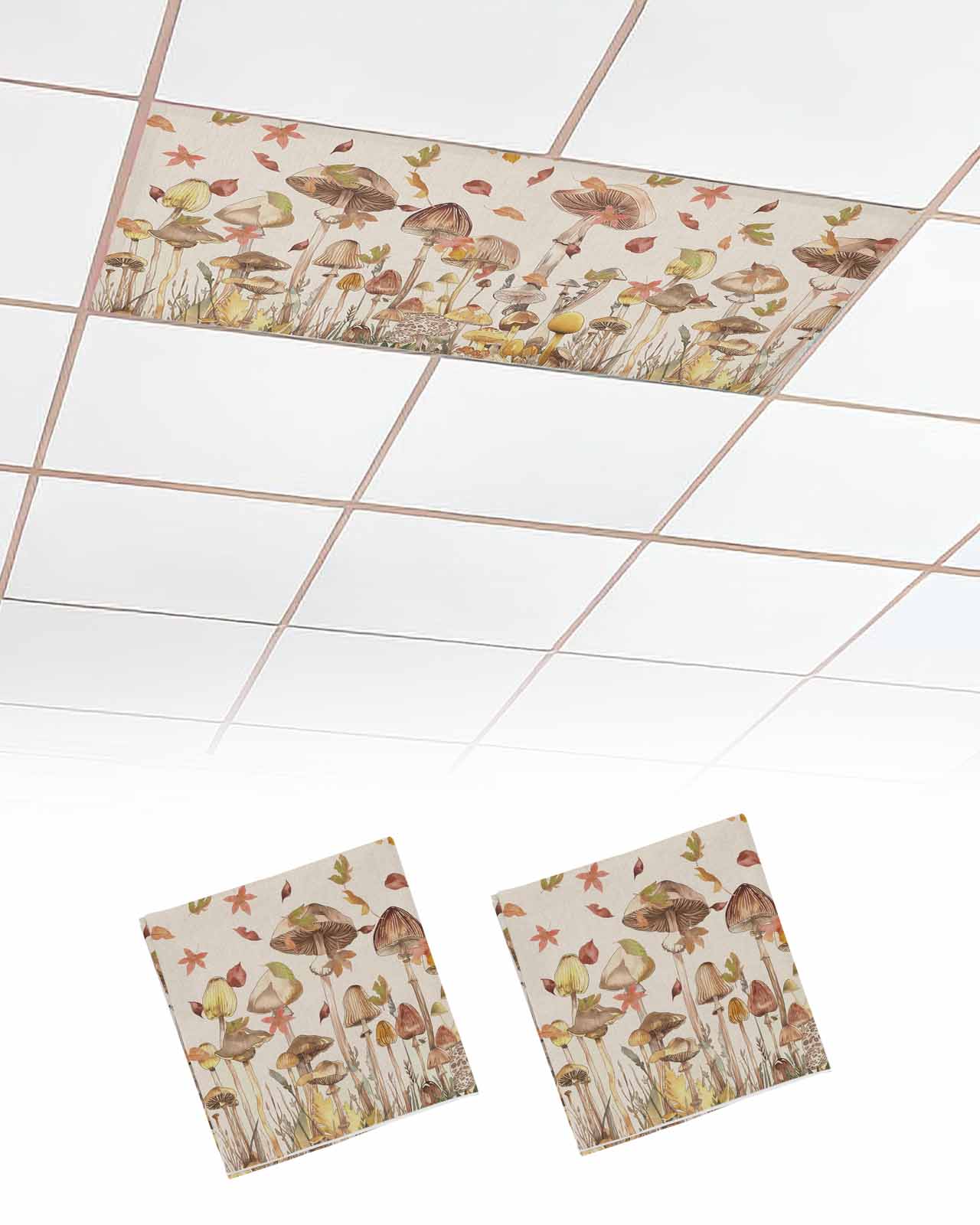 Fluorescent Light Covers for Ceiling Lights 2 Pack, Fall Mushroom ...