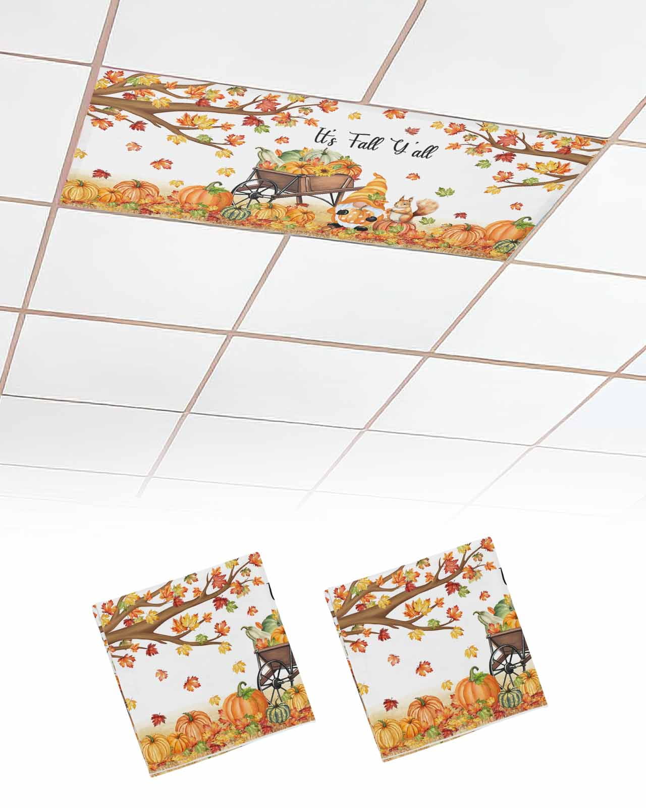 Fluorescent Light Covers for Ceiling Lights 2 Pack, Fall Pumpkins ...