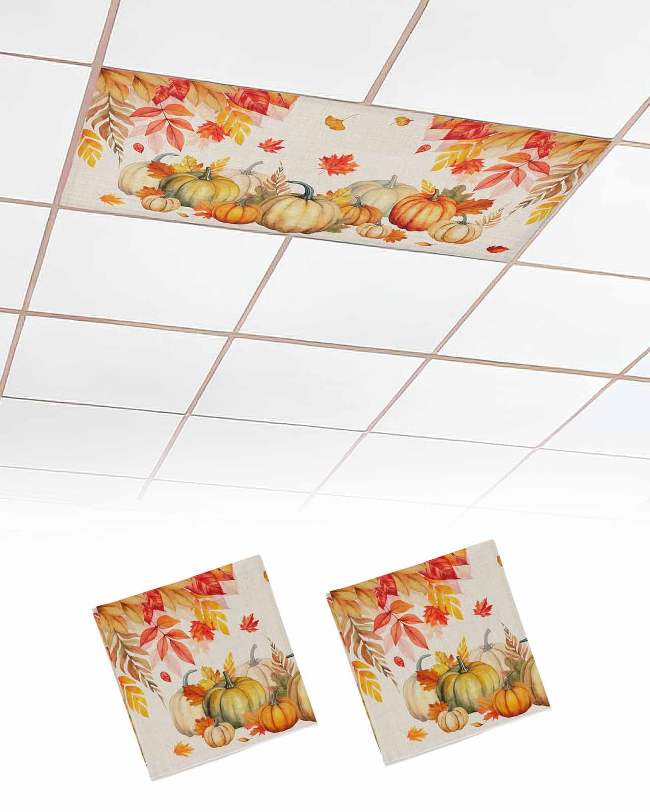Fluorescent Light Covers for Ceiling Lights 2 Pack, Fall Pumpkins ...