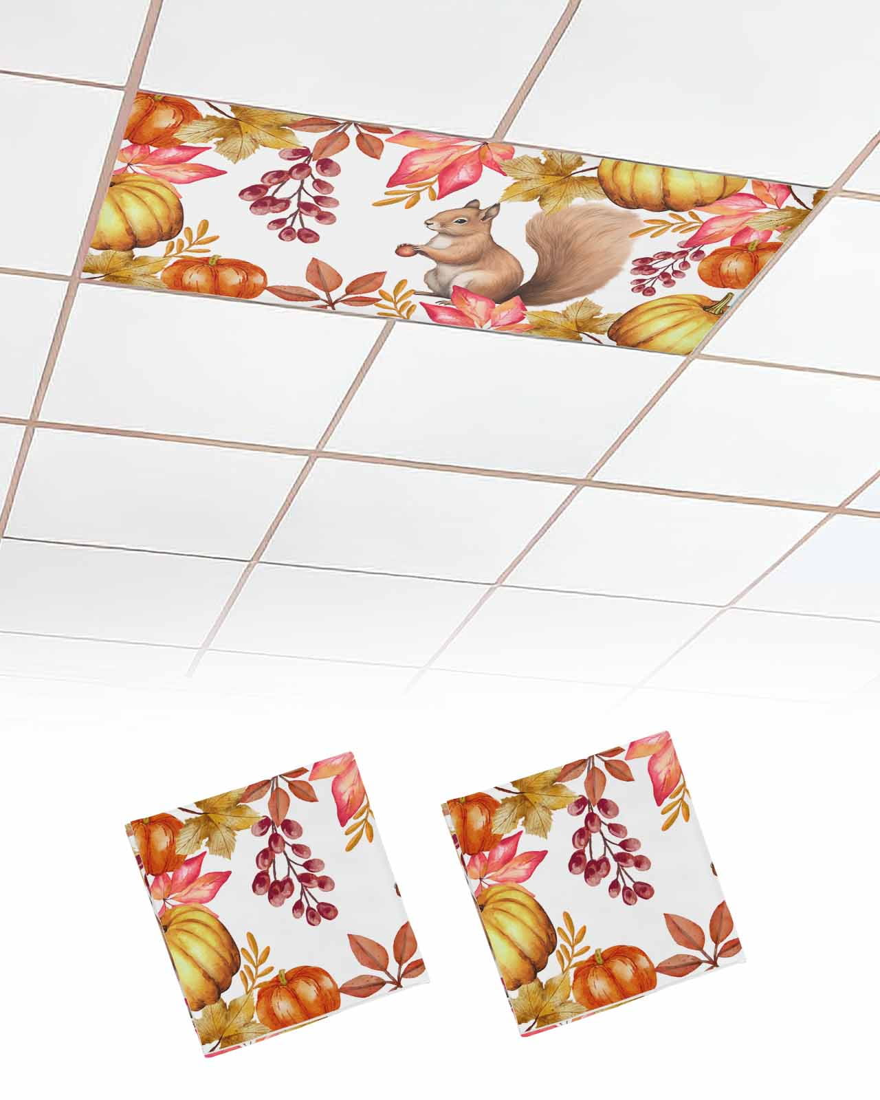 Fluorescent Light Covers for Ceiling Lights 2 Pack,Fall Squirrel ...