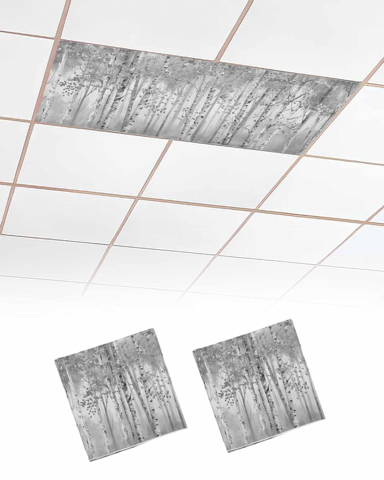 Fluorescent Light Covers for Ceiling Lights 2 Pack, Gray Grey Forest ...
