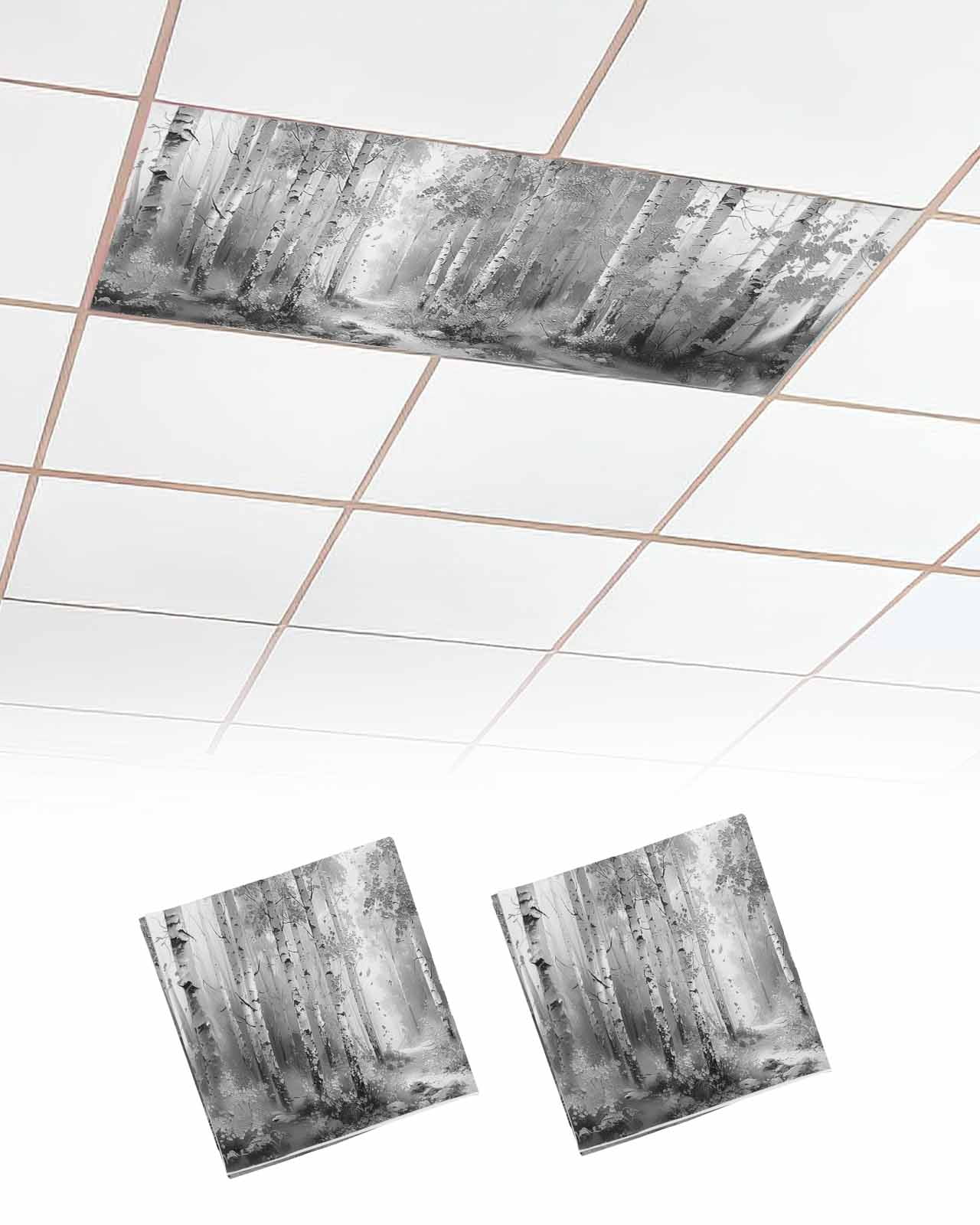 Fluorescent Light Covers for Ceiling Lights 2 Pack, Grey Magnetic ...