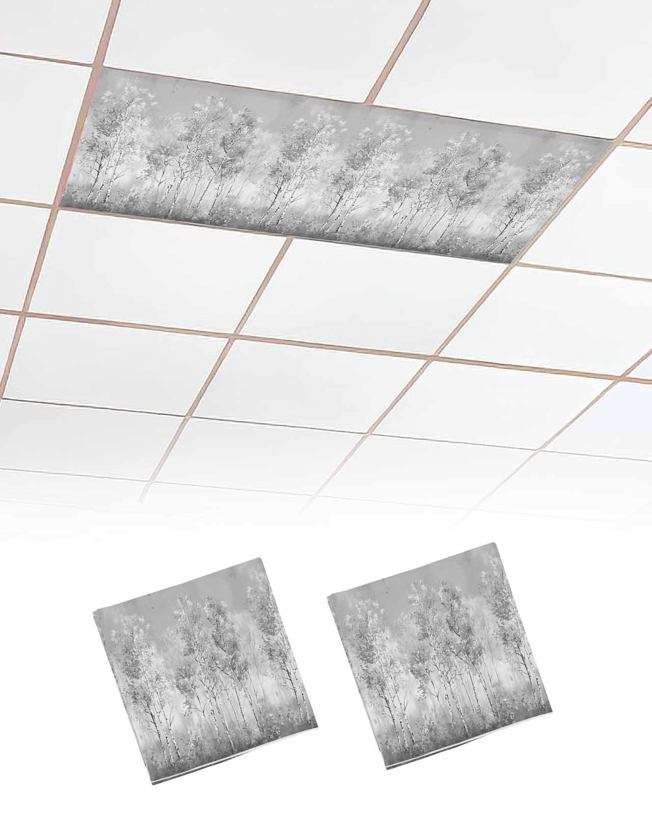 Fluorescent Light Covers for Ceiling Lights 2 Pack, Grey Vintage ...