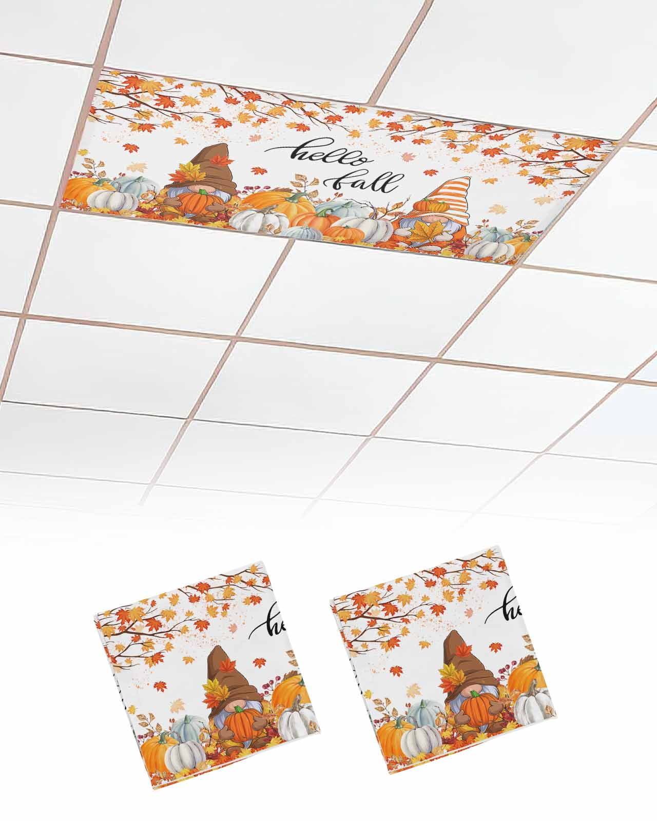 Fluorescent Light Covers for Ceiling Lights 2 Pack,Hello Fall Gnomes ...