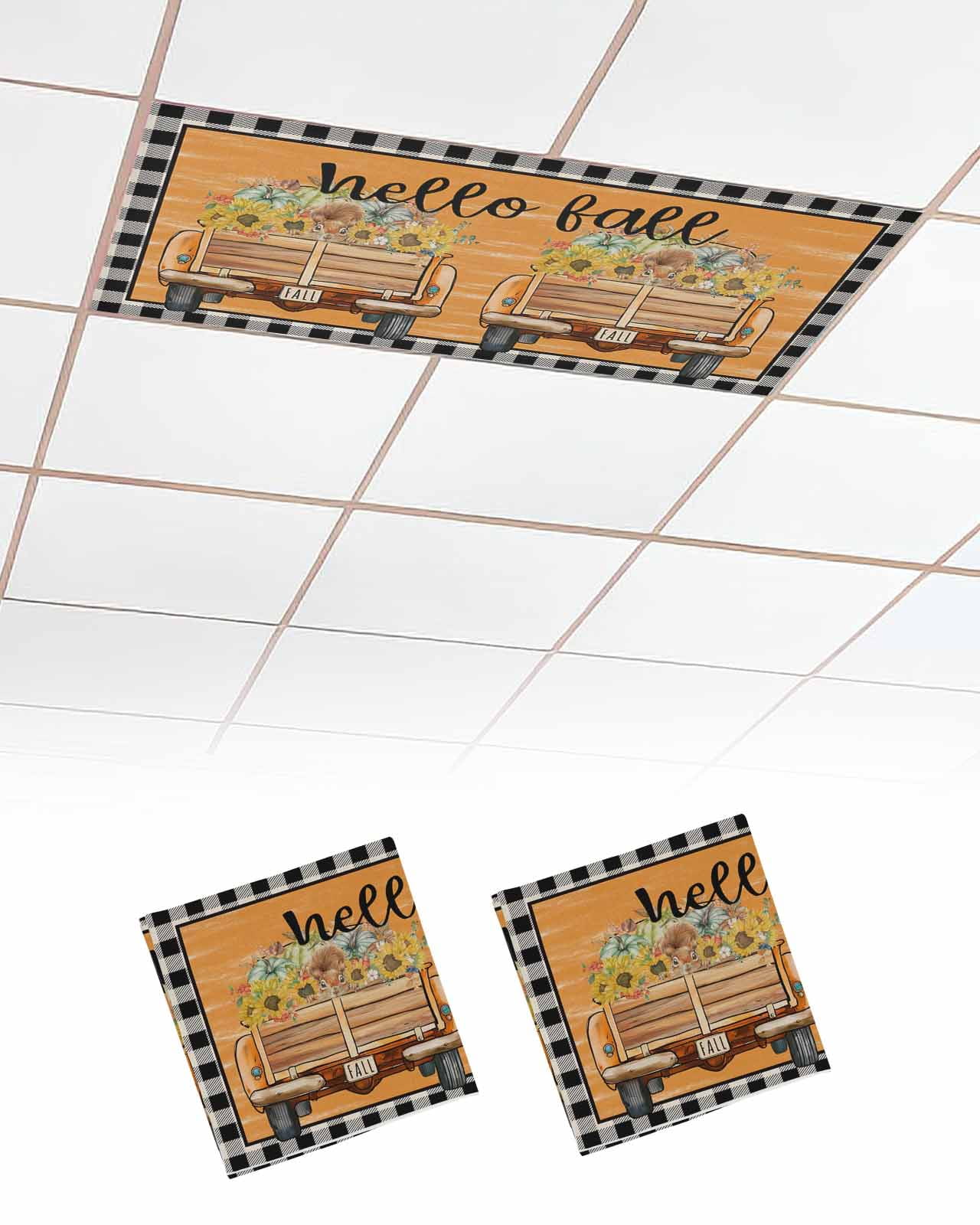 Fluorescent Light Covers for Ceiling Lights 2 Pack, Hello Fall Magnetic ...