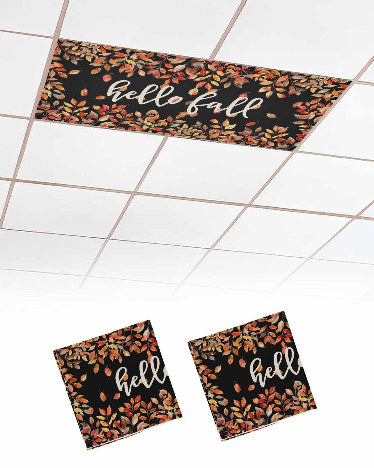 Fluorescent Light Covers for Ceiling Lights 2 Pack, Hello Fall Magnetic ...