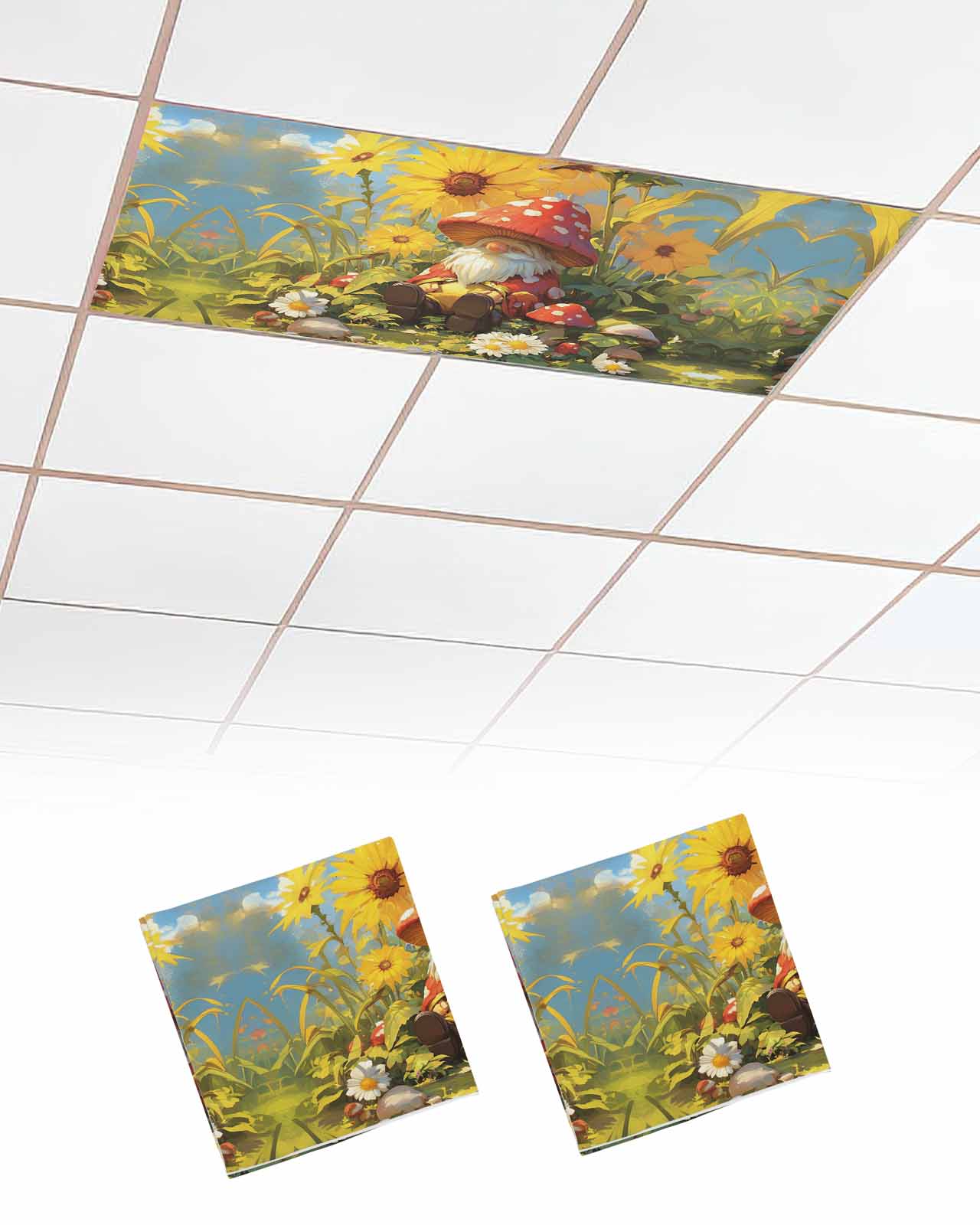 Fluorescent Light Covers for Ceiling Lights 2 Pack, Mushroom Gnomes ...
