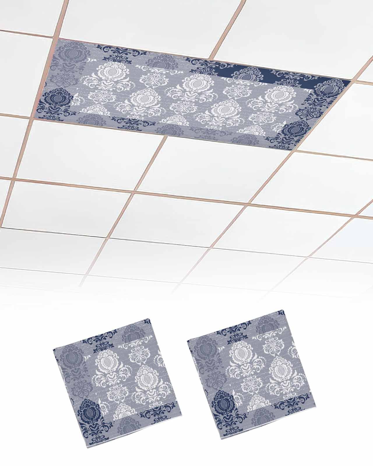 Fluorescent Light Covers for Ceiling Lights 2 Pack,Navy Blue Boho ...