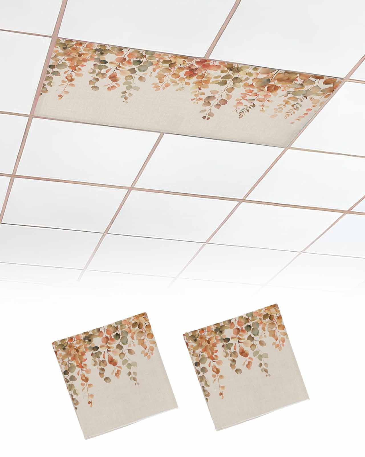 Fluorescent Light Covers for Ceiling Lights 2 Pack,Orange Botanical ...