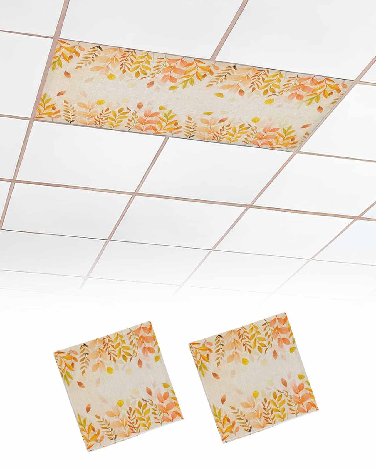 Fluorescent Light Covers for Ceiling Lights 2 Pack, Orange Botanical ...