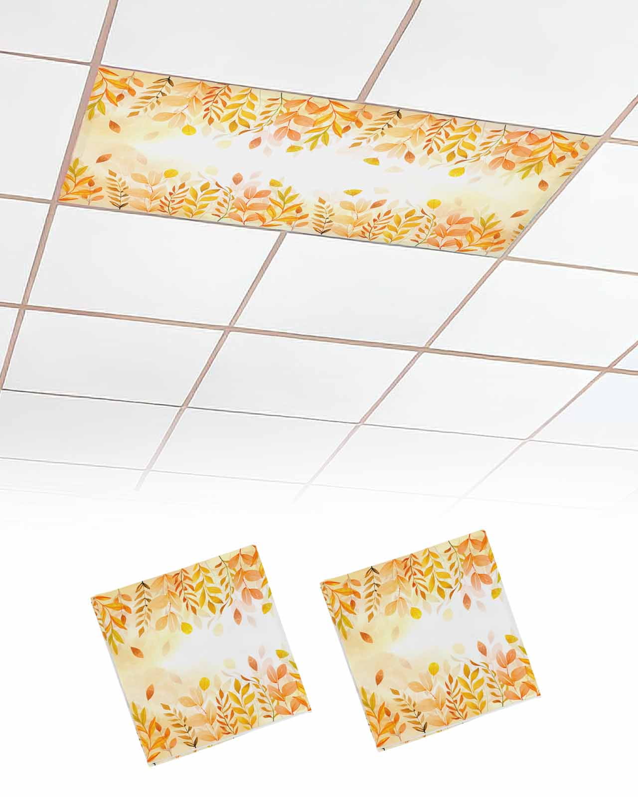 Fluorescent Light Covers for Ceiling Lights 2 Pack,Orange Botanical ...