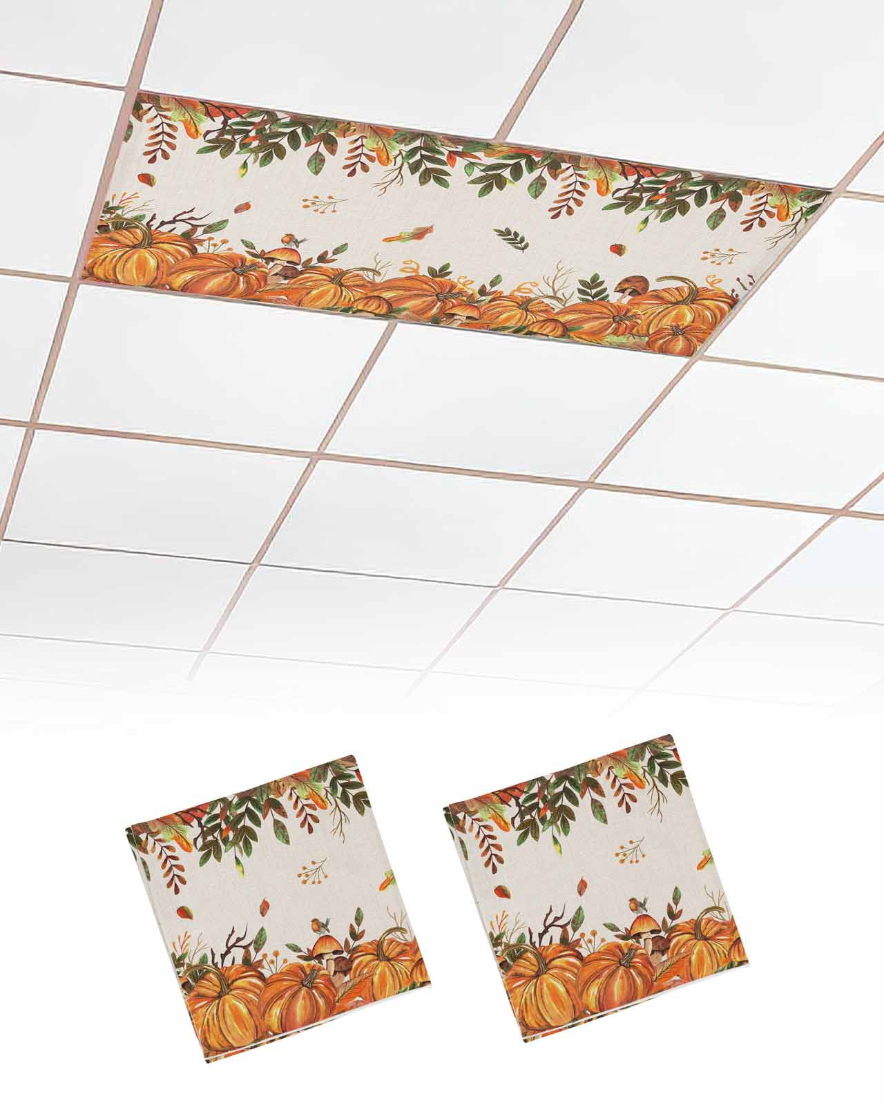 Fluorescent Light Covers for Ceiling Lights 2 Pack, Orange Pumpkins ...