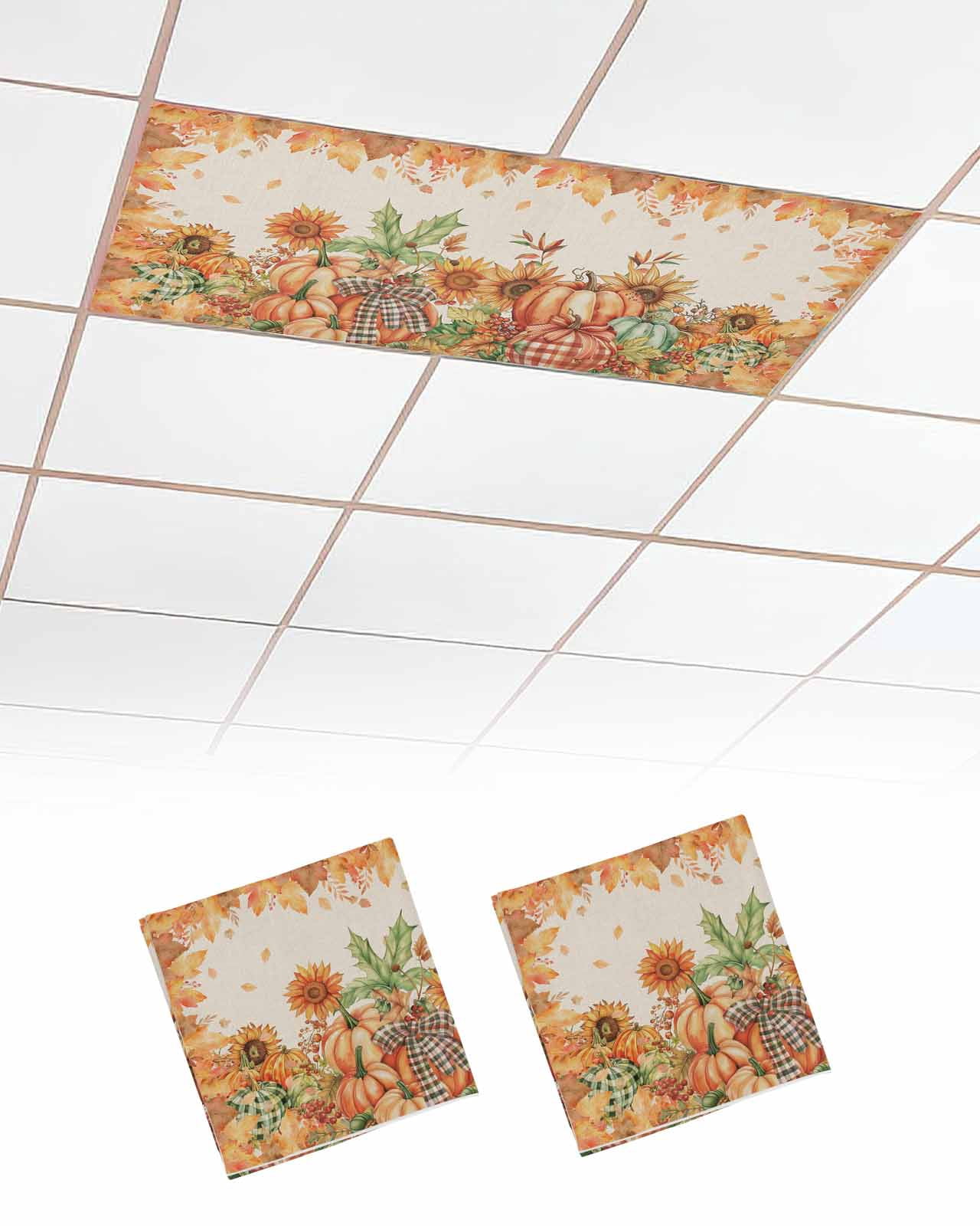 Fluorescent Light Covers for Ceiling Lights 2 Pack, Orange Pumpkins ...