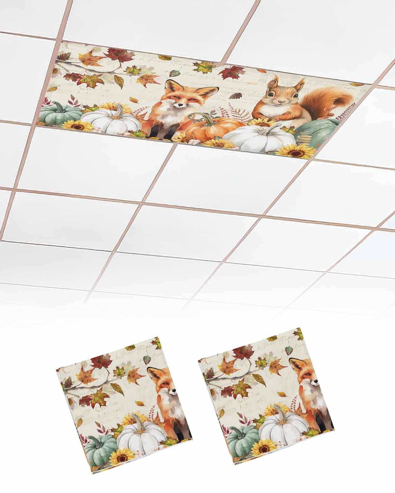 Fluorescent Light Covers for Ceiling Lights 2 Pack, Orange Squirrel ...