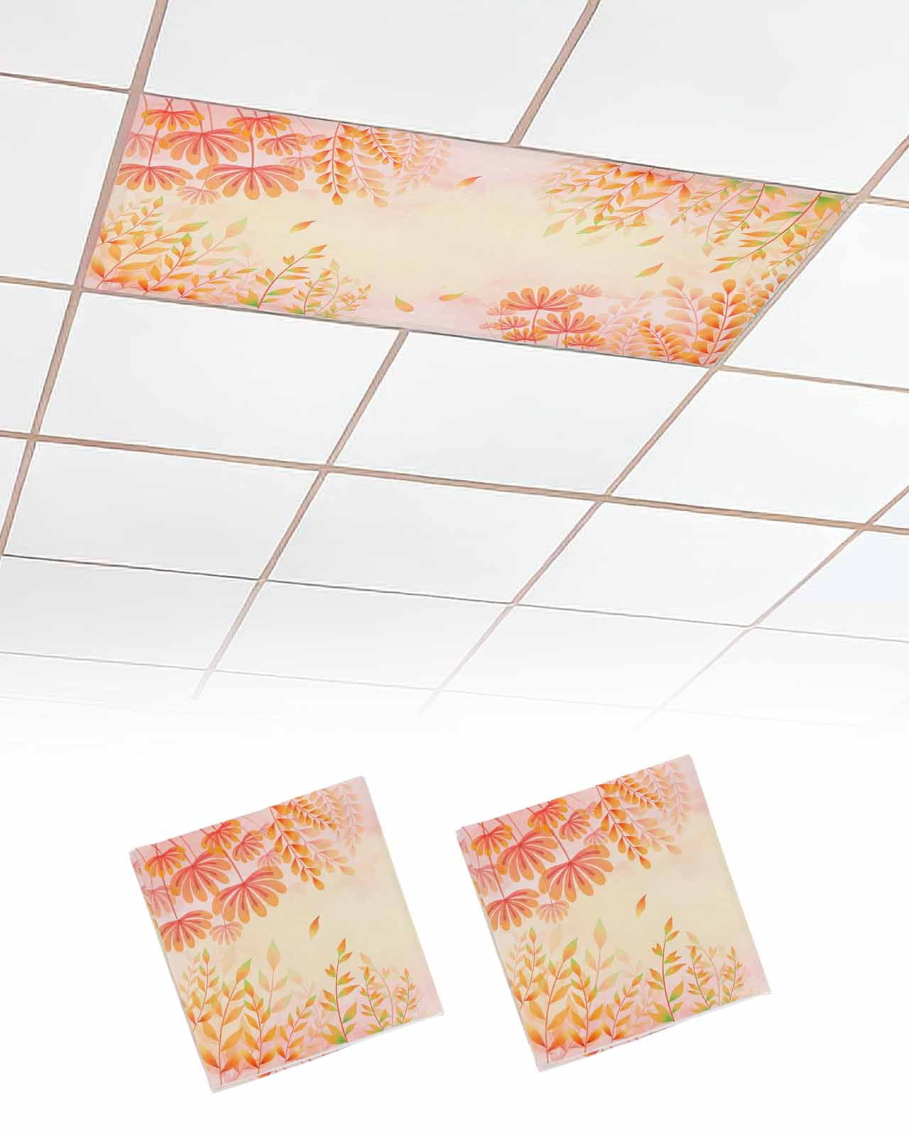 Fluorescent Light Covers for Ceiling Lights 2 Pack, Orange Yellow Fall ...