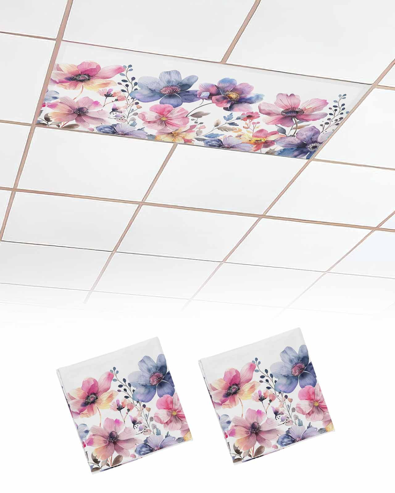 Fluorescent Light Covers for Ceiling Lights 2 Pack, Pink Blue Spring ...
